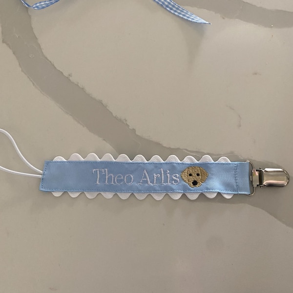 Monogrammed Pacifier Clip | Personalized Embroidered Paci Holder | Baby ...