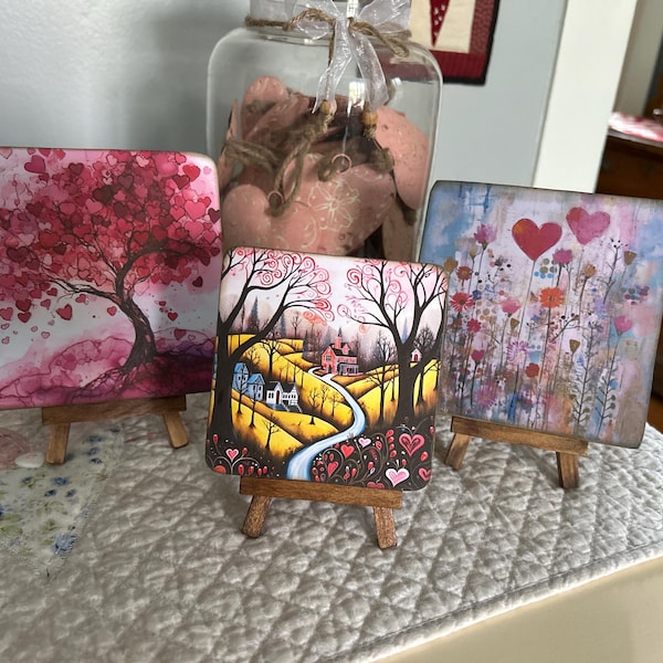 Whimsical Pig Art on Wooden Blocks for Rustic Farmhouse Accents Country ...