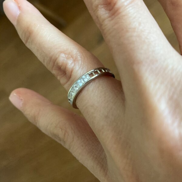 3mm Half Eternity Band Ring Invisible Princess Cut Simulated Diamond CZ ...