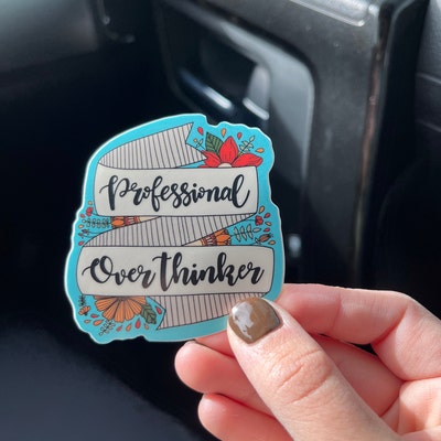 Professional Over Thinker Sticker Stickers for Hydroflask Laptop ...