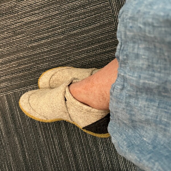 Woolfit Footprint With Leather Sole | Handfelted Wool Slippers With ...