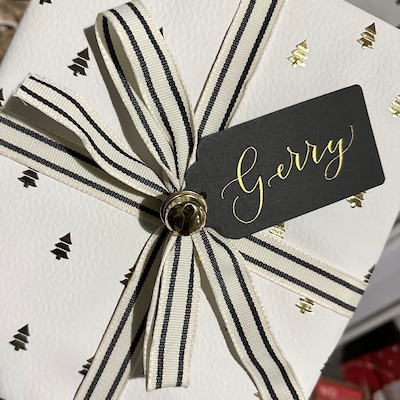 Personalised Black Gift Tags With Metallic Gold Ink, Calligraphy ...