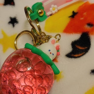 Strawberry Liquid Keychain, Animal Keychain, Quicksand Keychain, Kawaii ...