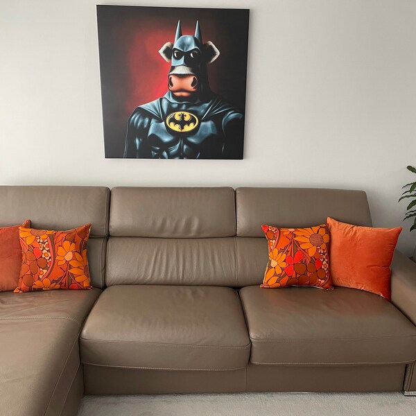 Vintage Genia Sapper Giselle Cushion Cover, Orange Yellow Floral, Mid ...