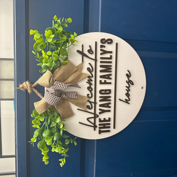 Personalized Family Door Sign, Last Name Hanger, Custom Wooden Welcome ...