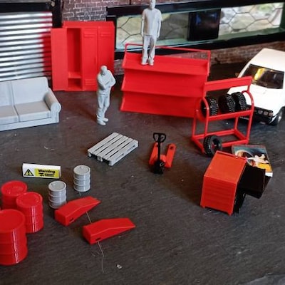 Scale 1:43 Two-floor Car Garage With Equipment Auto Service Car Model ...