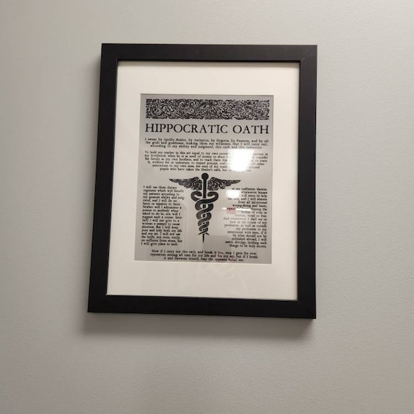 Hippocratic Oath Wall Art Metal Panel. Literary Wall Art With ...