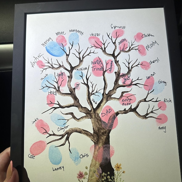 Fingerprint Family Tree, Printable Instant Digital Download, Guestbook ...