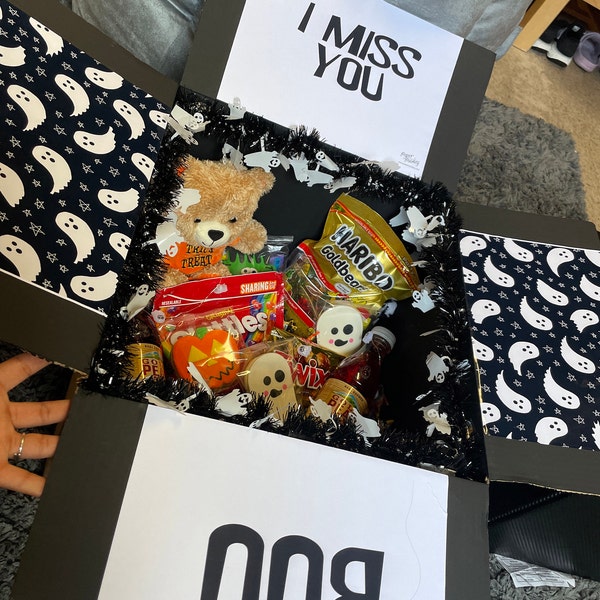 Halloween Care Package Sticker Kit: "i Miss You Boo" Box Flaps - Etsy