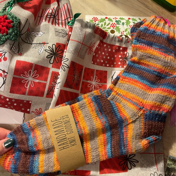 Cute Hand Knitted Scrappy Socks Made From Cozy Wool - Etsy