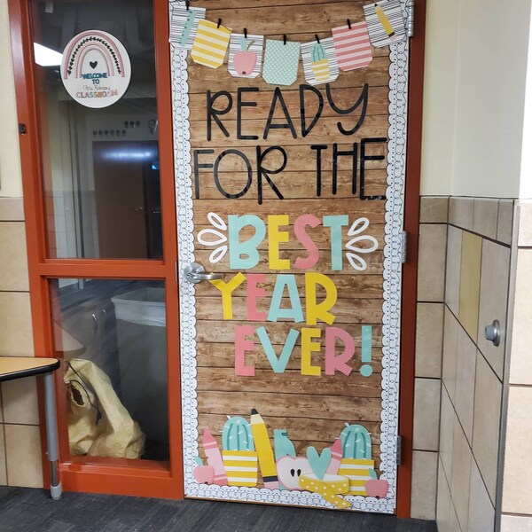 School Supplies Back to School Bulletin Board Bright Classroom Door ...