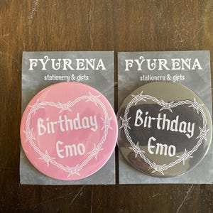 Large Birthday Emo Button Badge With Barbed Wire Heart, Alternative ...