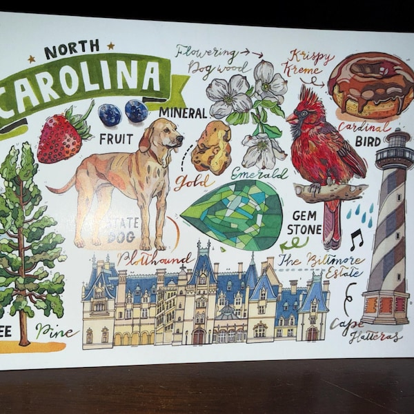 North Carolina State Postcard. - Etsy