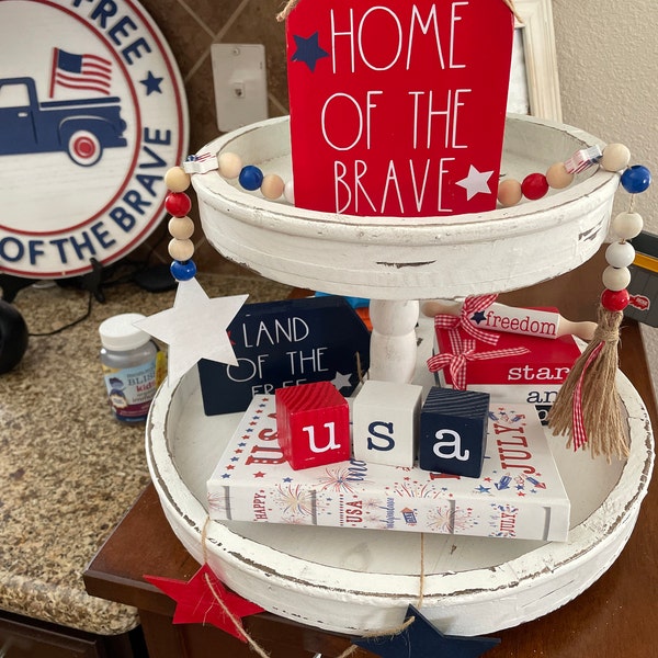 Black and White Farmhouse Tiered Tray Decor Set//farmhouse Decor// Rae ...