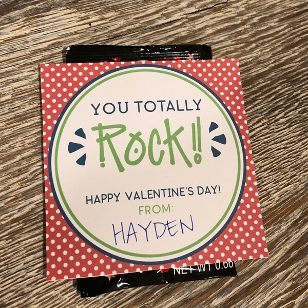 You Rock Valentine, Rock Candy or Popping Candy Valentine Cards ...