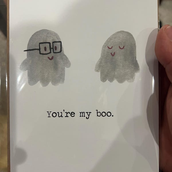 You're My Boo Watercolor Card - Spooky Love Greeting for Couples ...