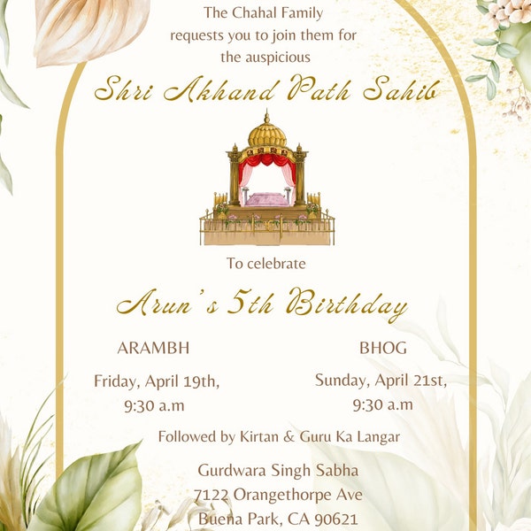 Buy Sikh Funeral Programme Invite Punjabi Funeral Invitation Template ...