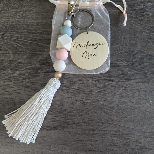 Personalized Boho Keychain, Soft Bead Keychain, Gifts for Her, New ...