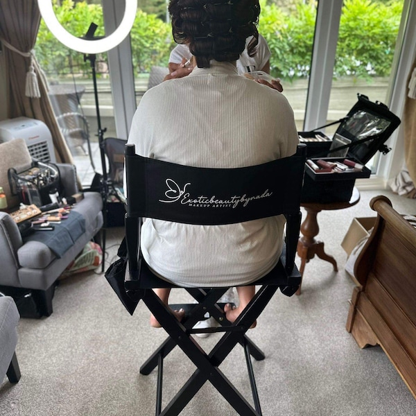 Personalized Grey Director Chair Covers Set for Makeup Artist & Folding ...
