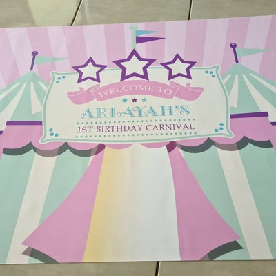 PRINTABLE Pastel Circus/carnival Sign Pink Stripes Measures 24 X 36 ...
