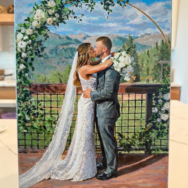 Wedding Oil Painting From Photo, Custom Wedding Portrait on Canvas ...