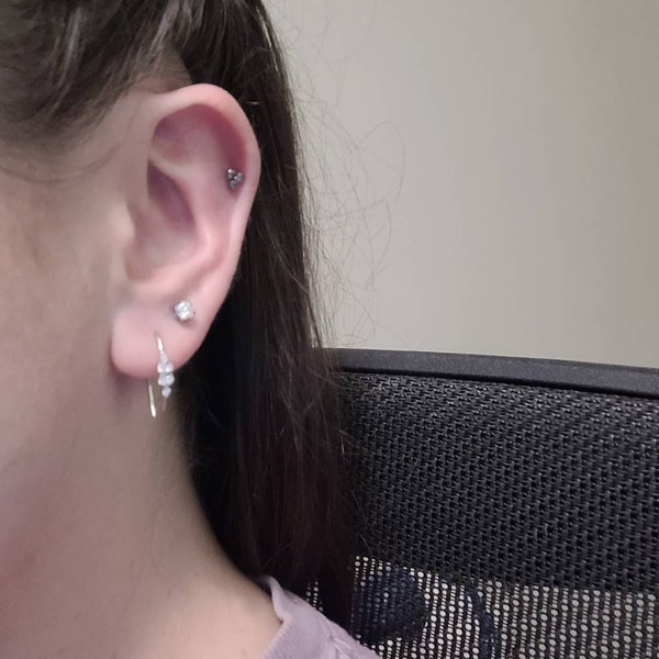 Dainty Everyday Earring Set • Stackable Huggie Hoops and CZ Stud ...