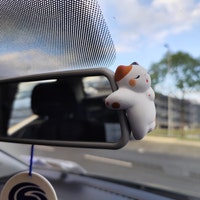 Cartoon Cat Car Review Mirror Decor, Cute Cat Figurine, Kawaii Car ...