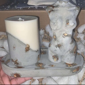 Large Female Torso Goddess Sculpture Gift Set Concrete Candle Concrete ...