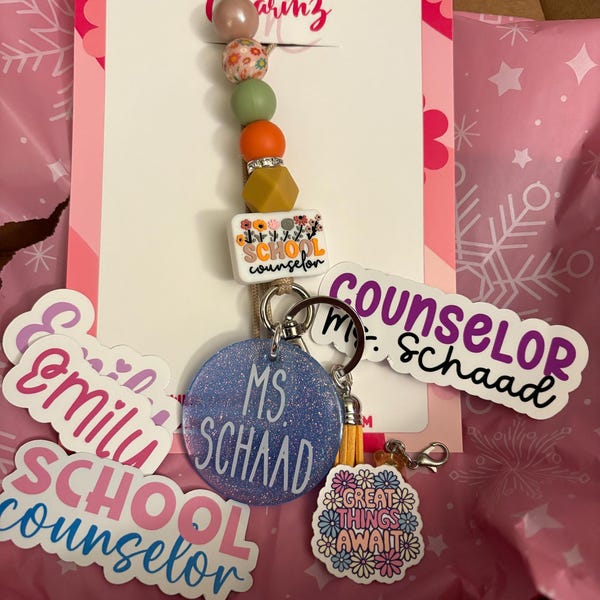 School Counselor Lanyard| School Psychologist Lanyard, Counselor Badge ...