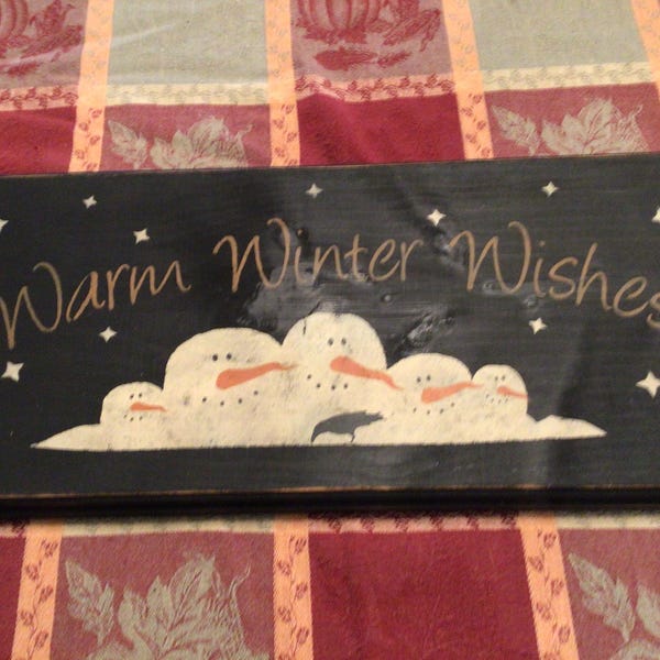WARM WINTER WISHES Primitive Sign - Etsy