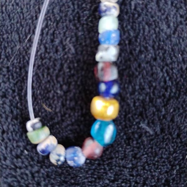 String of 10 Antique Eye Beads and Gold Foil Bead - Etsy