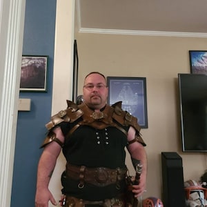 Costume Leather Set Larp Ranger, Pauldrons Gorget Bandolier Bracers ...