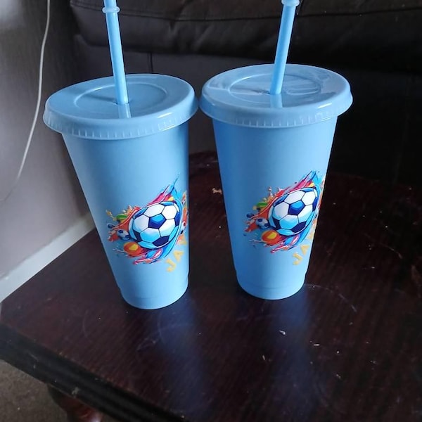 Personalised Cold Cup With Straw, Starbucks Inspired, Rainbow Cold Cup ...