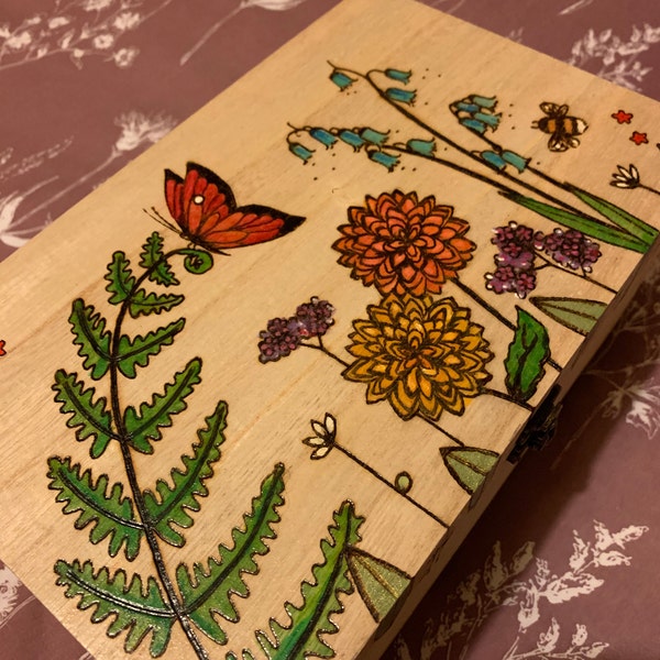Personalised Wooden Wildflower Jewellery Box With Removable Tray, Large ...