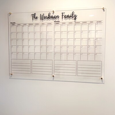 Large Acrylic Calendar Monthly & Weekly Planner for Wall - Etsy