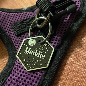 Space Dog Tag Hexagon Pet ID Tag Personalized Brass Dog Tag - Etsy