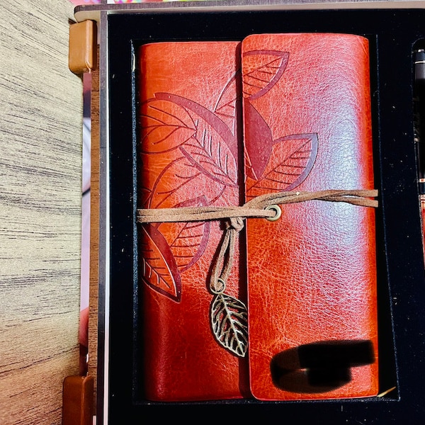 Personalized Vegan Leather Journal Notebook 3 Pcs Set,wooden Gift Box ...