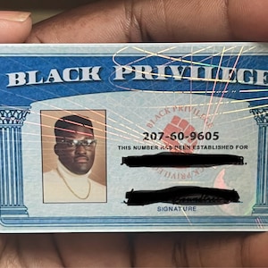 Official White / Black Privilege ID Card Thick Plastic Card Full ...