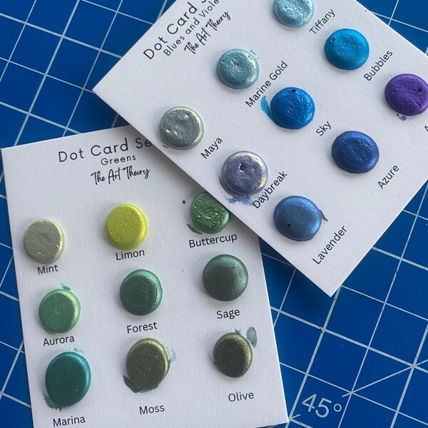 MICA DOTCARDS Handmade Watercolors Mica Metallic Dot Cards Sample Sets ...