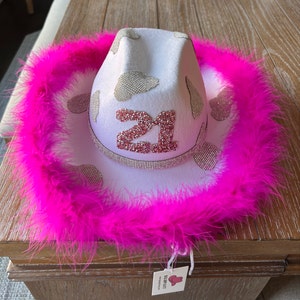 Pink Birthday Girl Cowboy Hat Cowgirl Hat With Rhinestone Fringe,bridal ...
