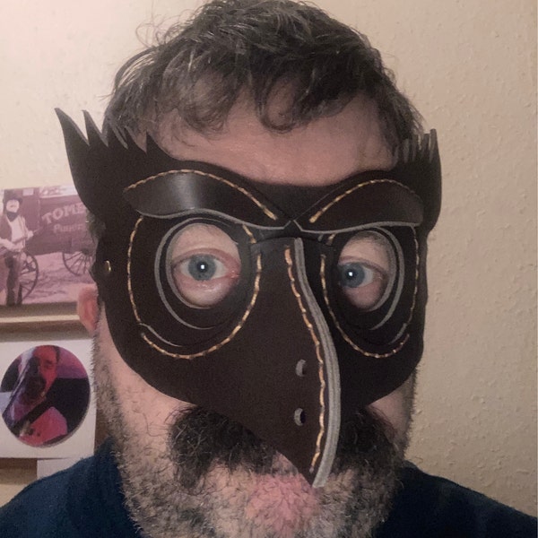 Steampunk Handmade Hand Stitched Genuine Leather Owl Bird Eye Mask - Etsy