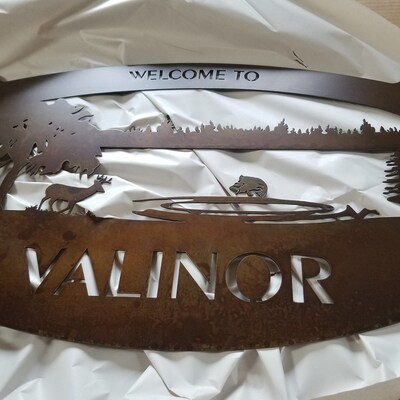 Metal Sign LAKE Jumping Fish Sign , Deer Lake Sign Customized With Your ...