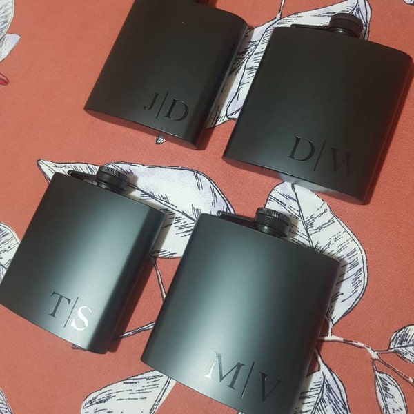Personalised Black 6oz Hip Flask, Groomsmen Gifts , Groomsmen Gift ...