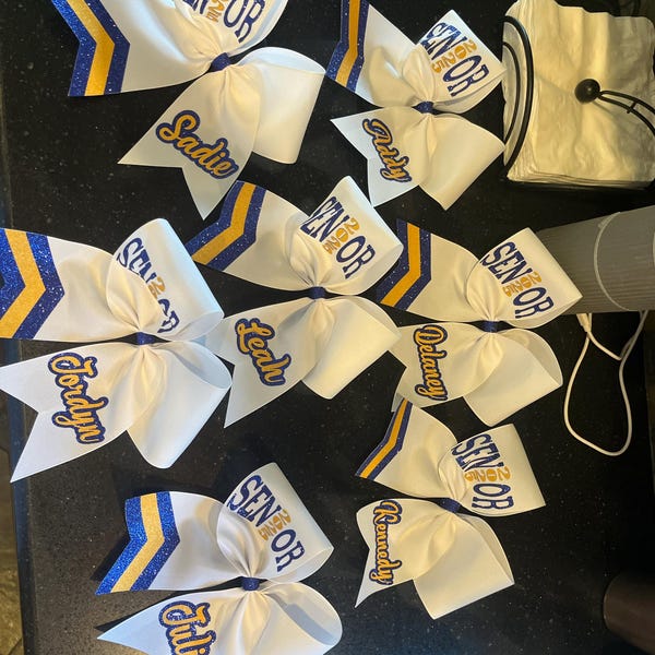 Custom Black Gold and White Paint Drip Cheer Bow / Softball Bow / Dance ...