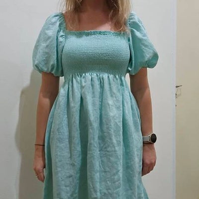 Shirred Dress Sewing Pattern Pdf Puff Sleeve Dress Pattern Linen Dress ...