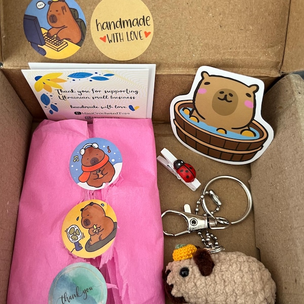 Mini Plush Capybara Keychain. Emotional Support Capybara Little Toy ...
