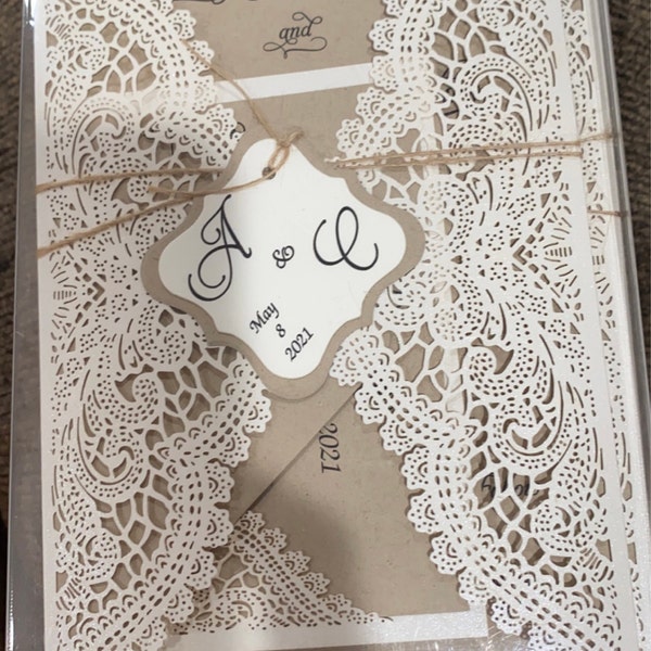 Rustic Lace Wedding Invitation, Rustic Lace Wedding Invitation, Shabby ...