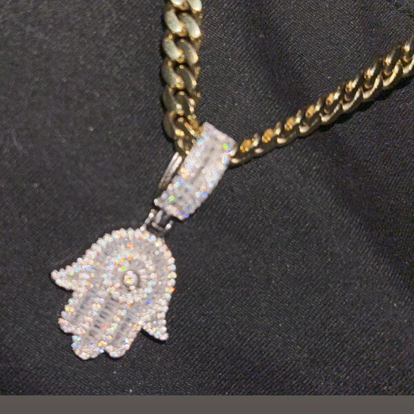 14k Gold Finish Middle Finger F**k You Hip Hop Simulated Diamond Charm ...