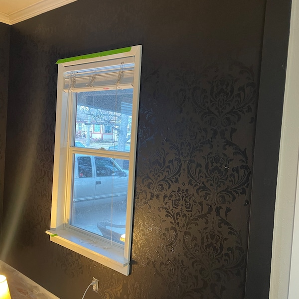 Anna Damask Wall Stencil - LARGE WALL STENCILS Instead of Wallpaper ...