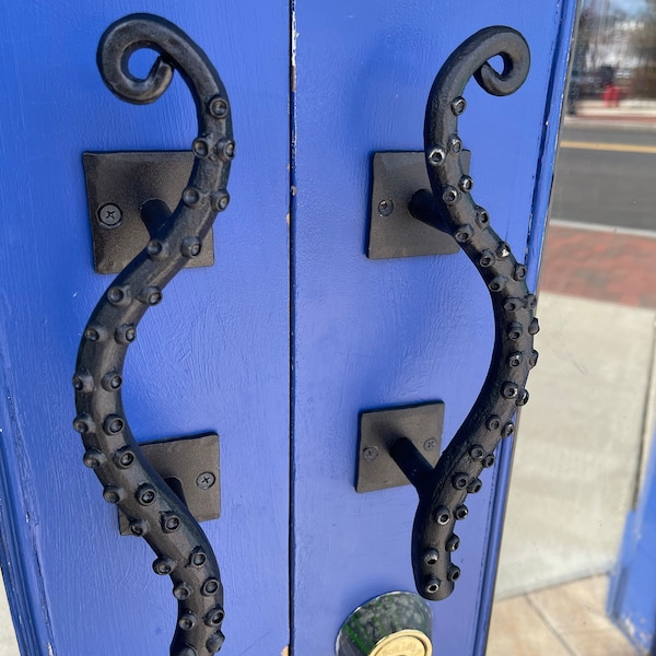Wrought Iron Octopus Door Handle. Kraken Door Pull. Barn Door Pull ...
